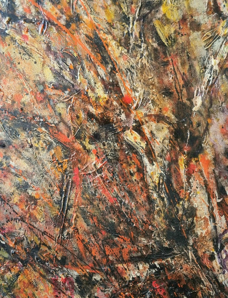 Abstract Painting, "Tree of Fire" by Robert Wogensky, Oil on Canvas, Ca ...