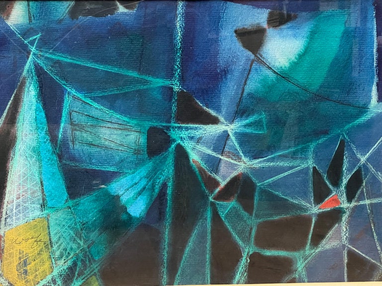 Abstract Pastel and Gouache Painting by Edward Wolfe For Sale at 1stDibs