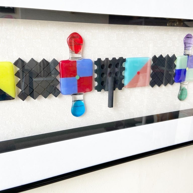 Abstract Postmodern Framed Colored Glass Art "Pathfinder Totem" For ...