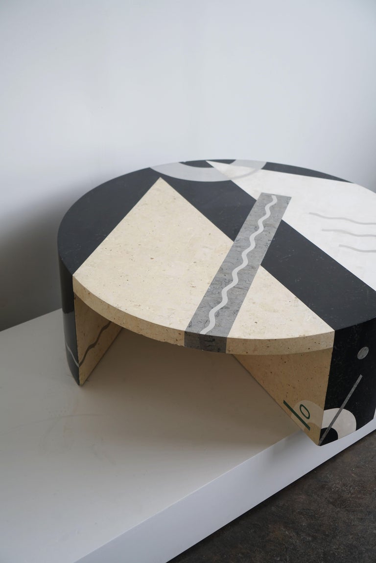 Abstract Postmodern Oggetti "Tavola" Coffee Table with Stone, Marble ...