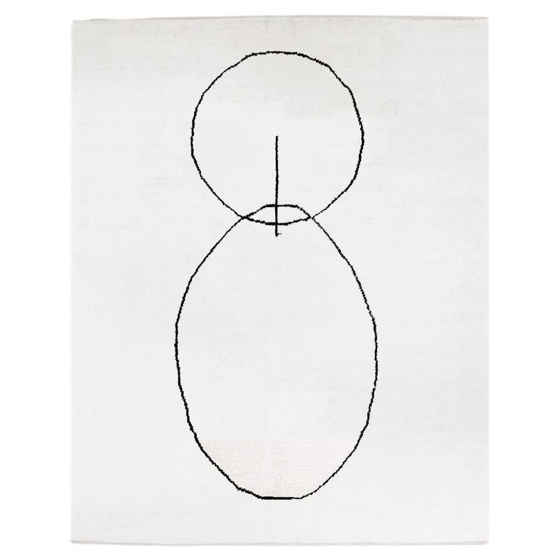 Abstract Rug, Hemp Design, White and Black For Sale at 1stDibs