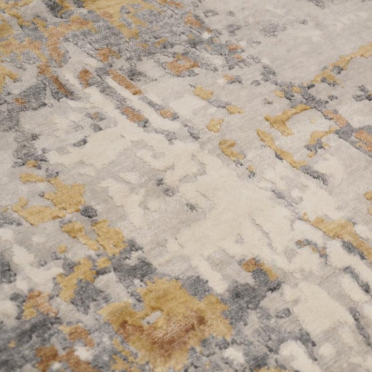 Abstract Rug, Silk and Wool, Brown and Grey Colors For Sale at 1stDibs