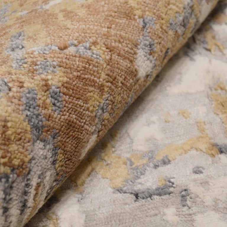 Abstract Rug, Silk and Wool, Brown and Grey Colors For Sale at 1stDibs