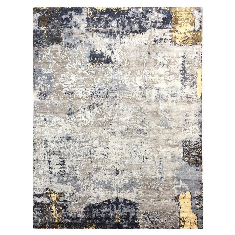 Abstract Handmade Silk and Wool Rug Grey Design. 3.50 x 2.50 M For Sale ...