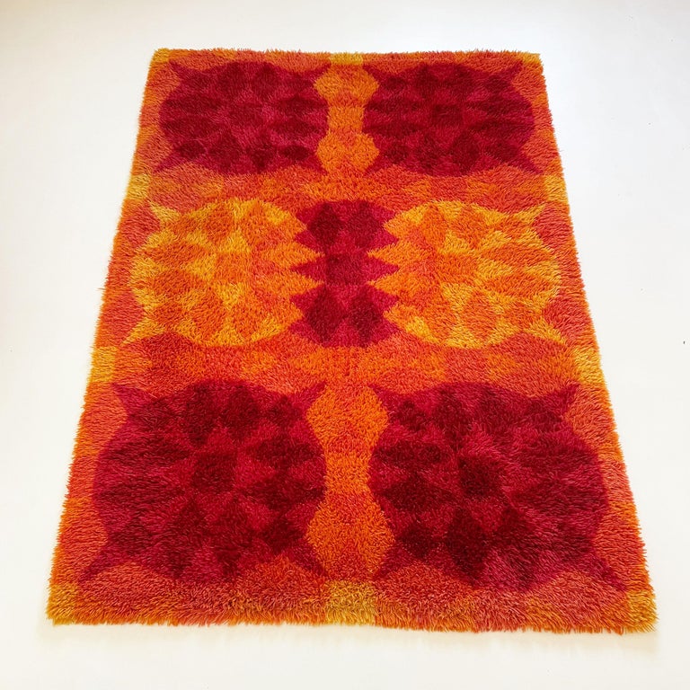 Abstract Scandinavian High Pile Panton Style Rug Svängsta Rya, Sweden ...