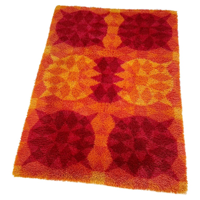 Abstract Scandinavian High Pile Panton Style Rug Svängsta Rya, Sweden ...