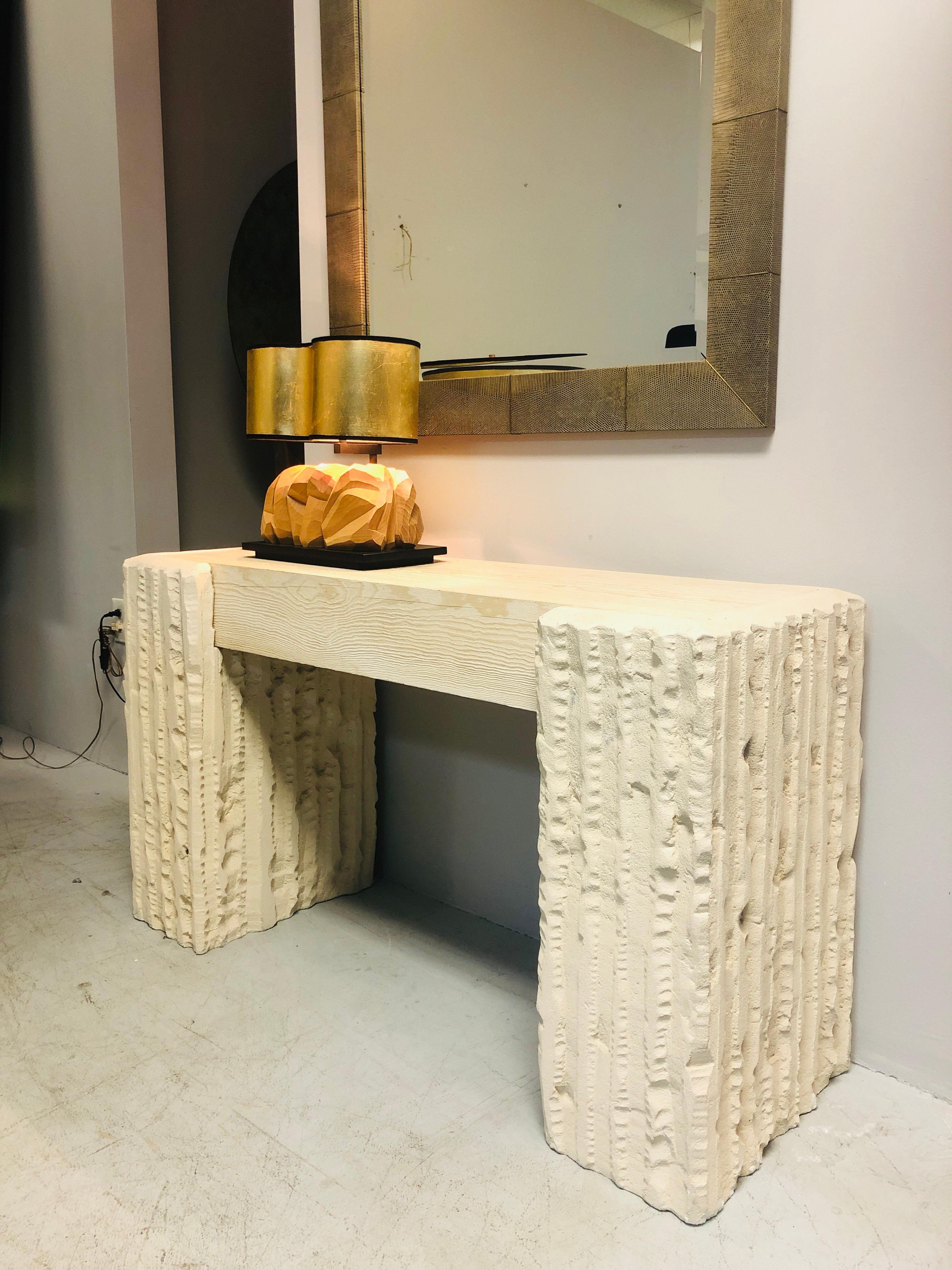 Abstract Sculptural Plaster and Wood Console Table, 1980s at 1stDibs ...