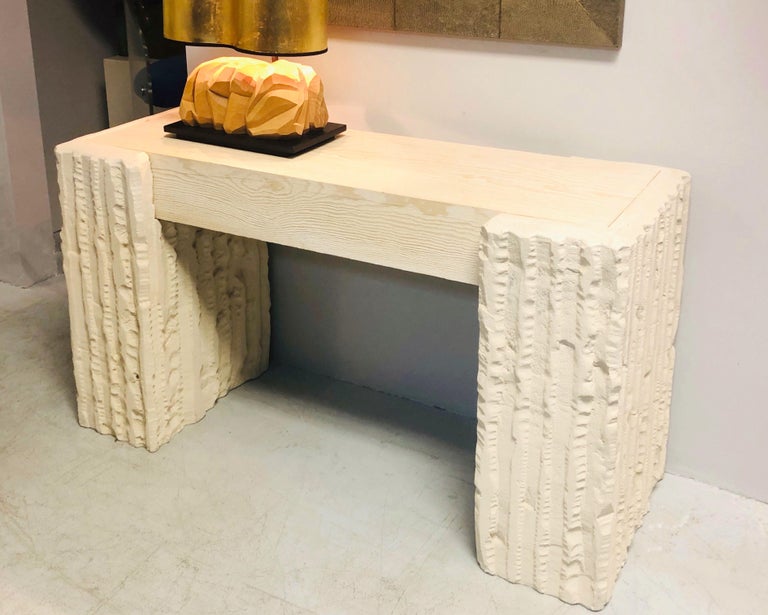 Abstract Sculptural Plaster and Wood Console Table, 1980s For Sale at ...