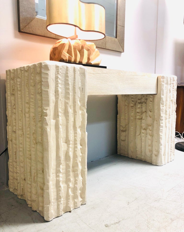 Abstract Sculptural Plaster and Wood Console Table, 1980s For Sale at ...