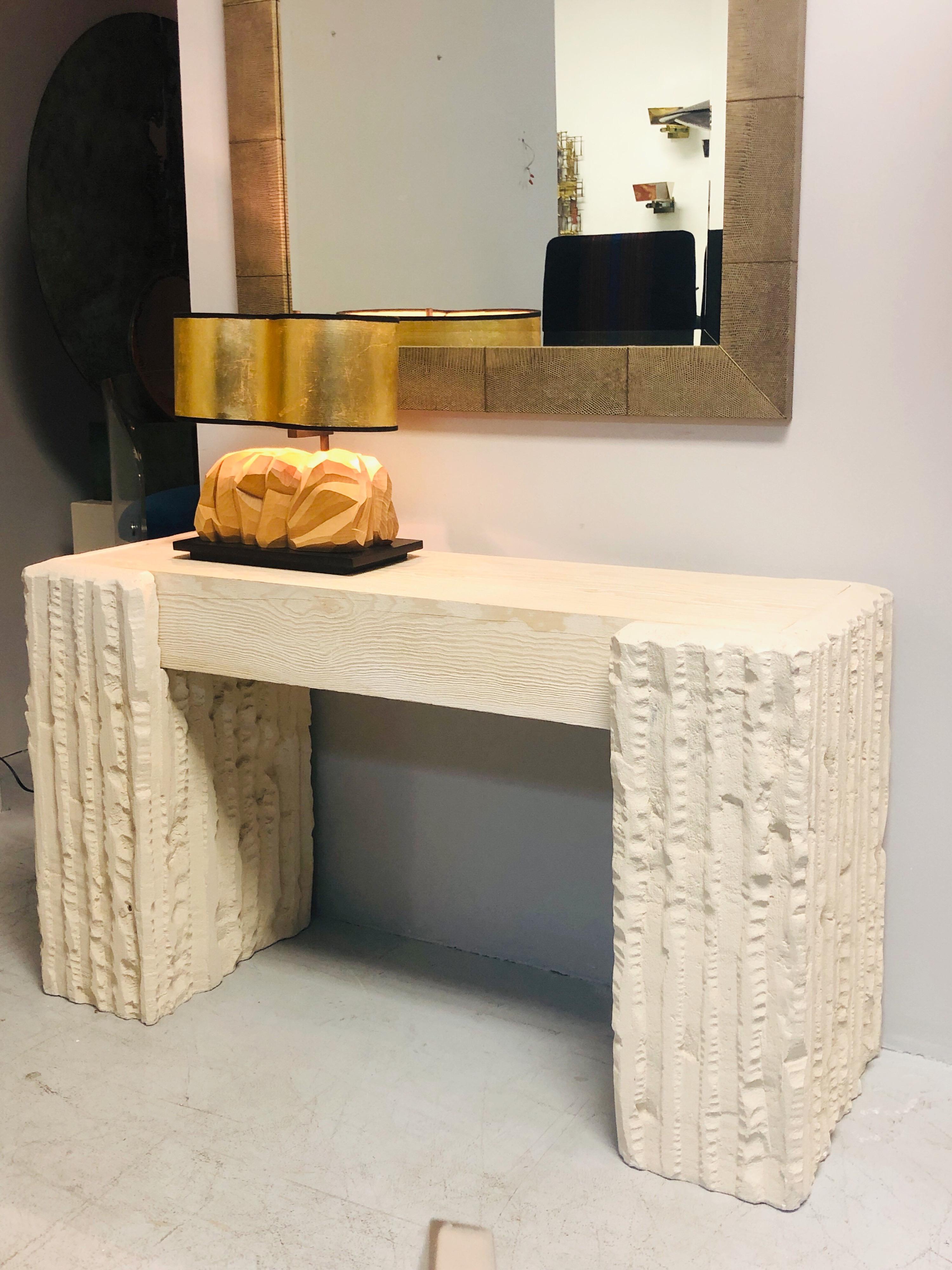 Abstract Sculptural Plaster and Wood Console Table, 1980s at 1stDibs ...