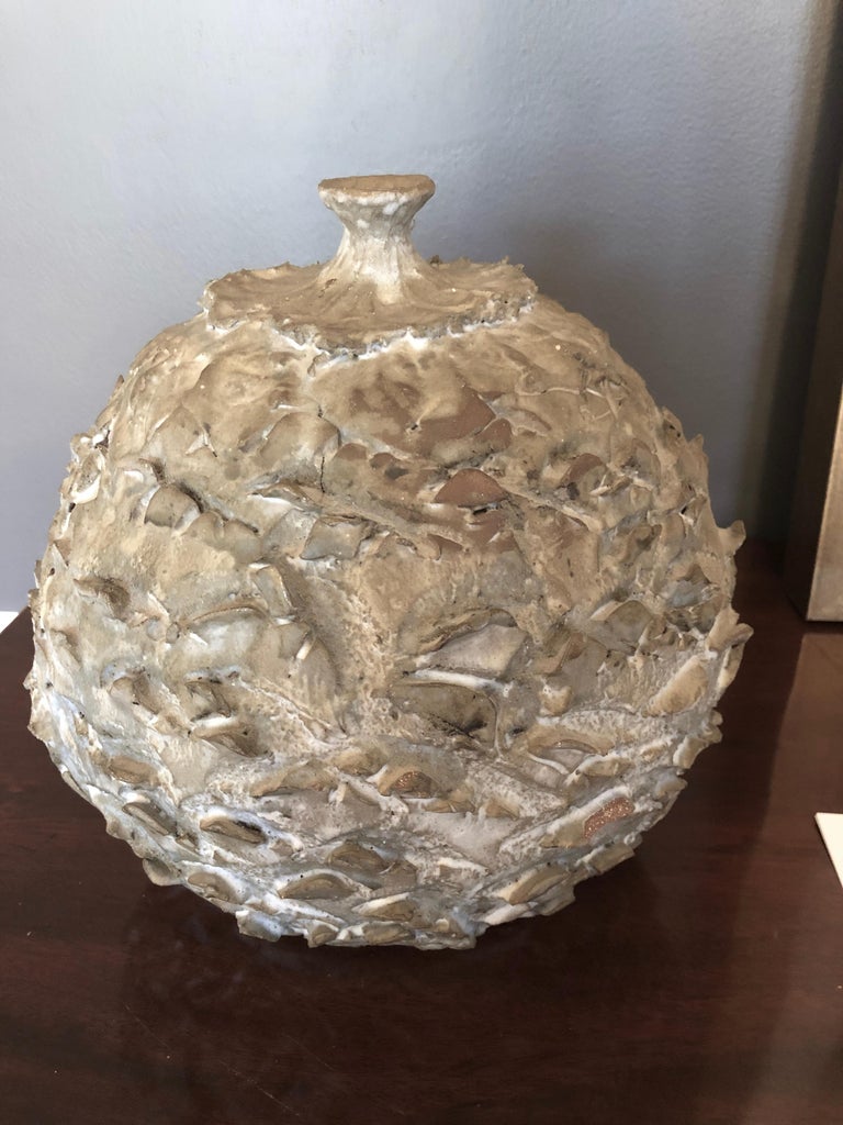 Abstract Textured Ceramic Pot For Sale at 1stDibs