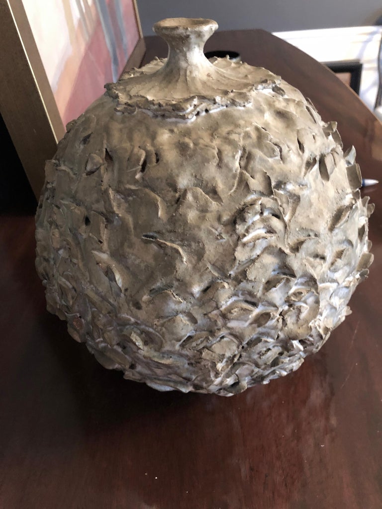 Abstract Textured Ceramic Pot For Sale at 1stDibs