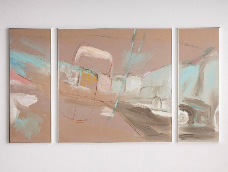 Abstract Triptych Painting, Framed, Set of 3 at 1stDibs