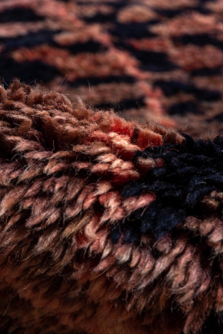 Abstract and Unique Modern Moroccan Rug, Coral and Black Color Palette ...