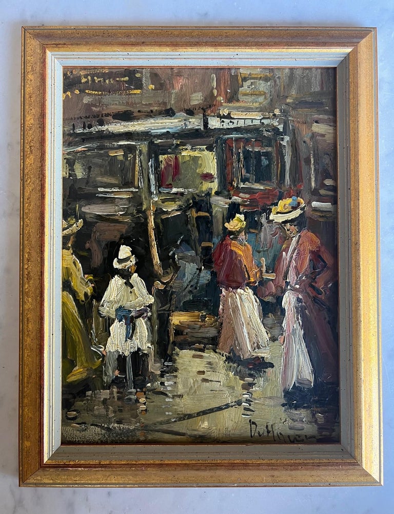 Abstract Vintage Oil Painting on Wood For Sale at 1stDibs