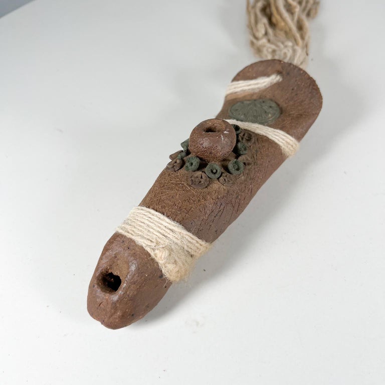 Abstract Vintage Pottery Art Flute Pipe Sculpture Ornately Crafted For ...