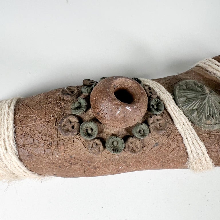 Abstract Vintage Pottery Art Flute Pipe Sculpture Ornately Crafted For ...
