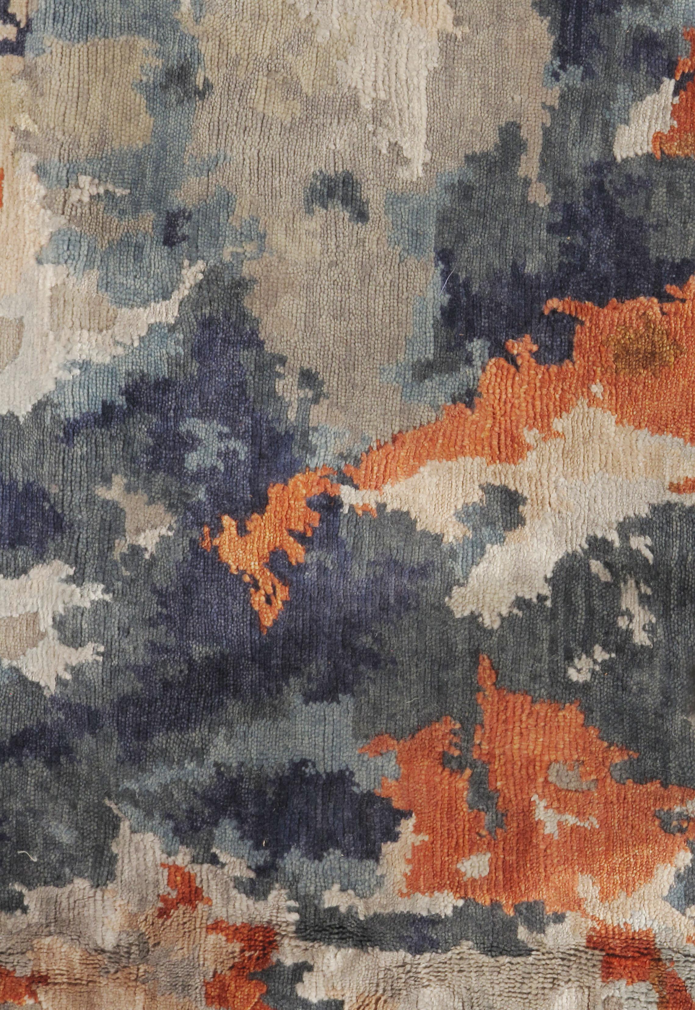 Abstract Viscose Contemporary Handwoven Rug, 8' x 10' For Sale at 1stDibs