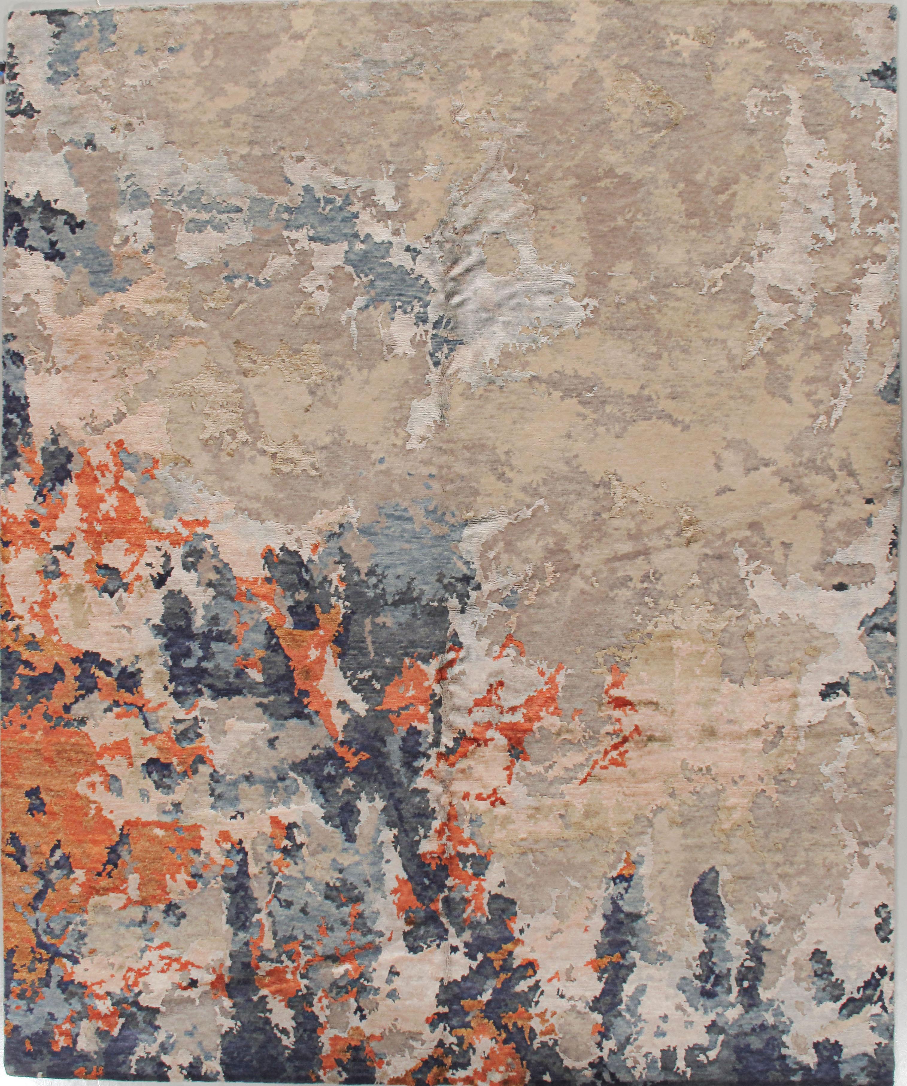 Abstract Viscose Contemporary Handwoven Rug, 8' x 10' For Sale at 1stDibs