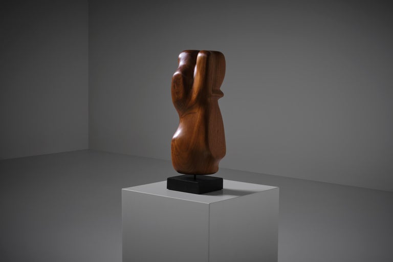 Abstract Wooden Sculpture by Cor Dam, 1960s For Sale at 1stDibs