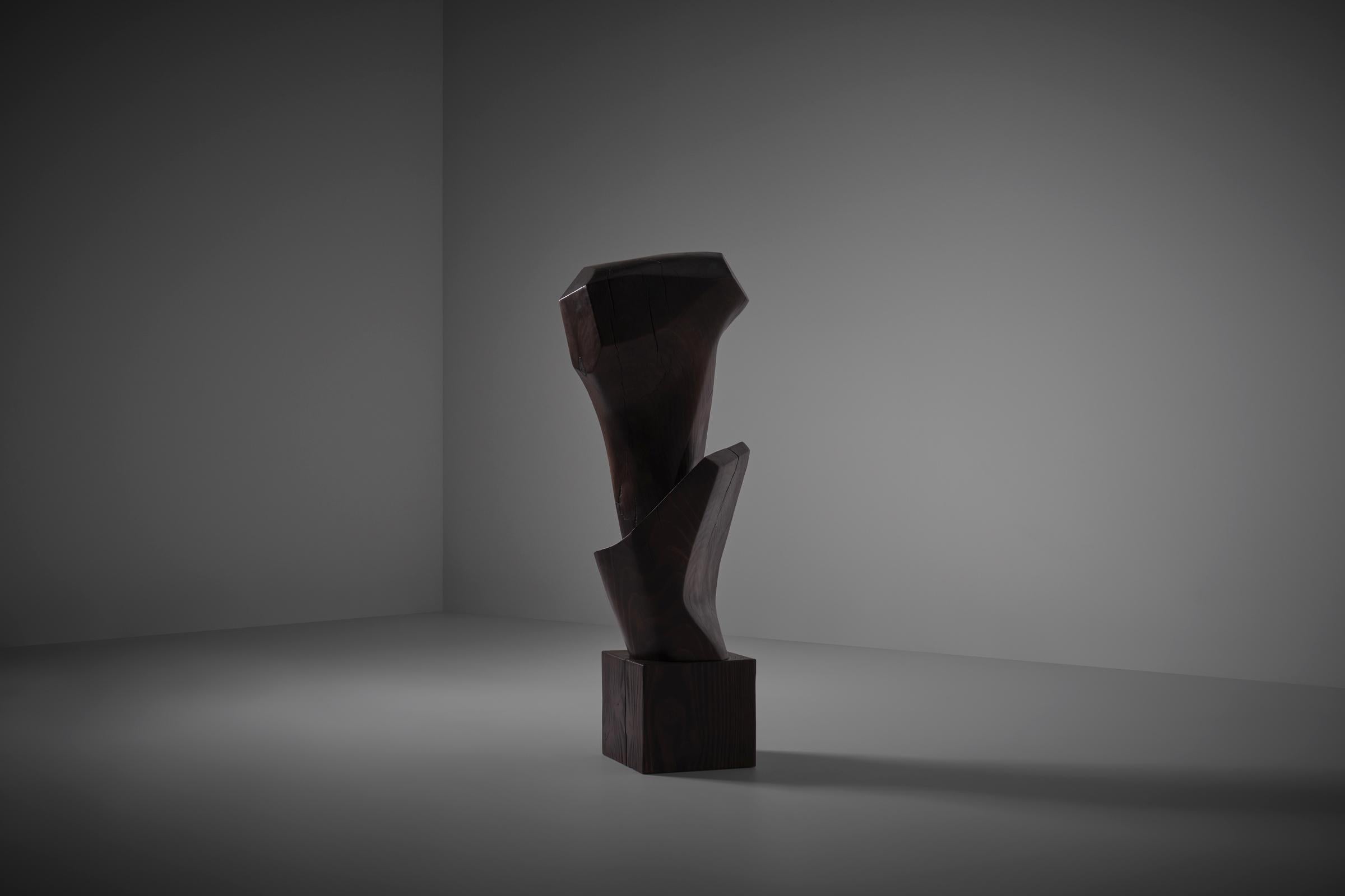 Abstract wooden sculpture, France 1970s For Sale at 1stDibs