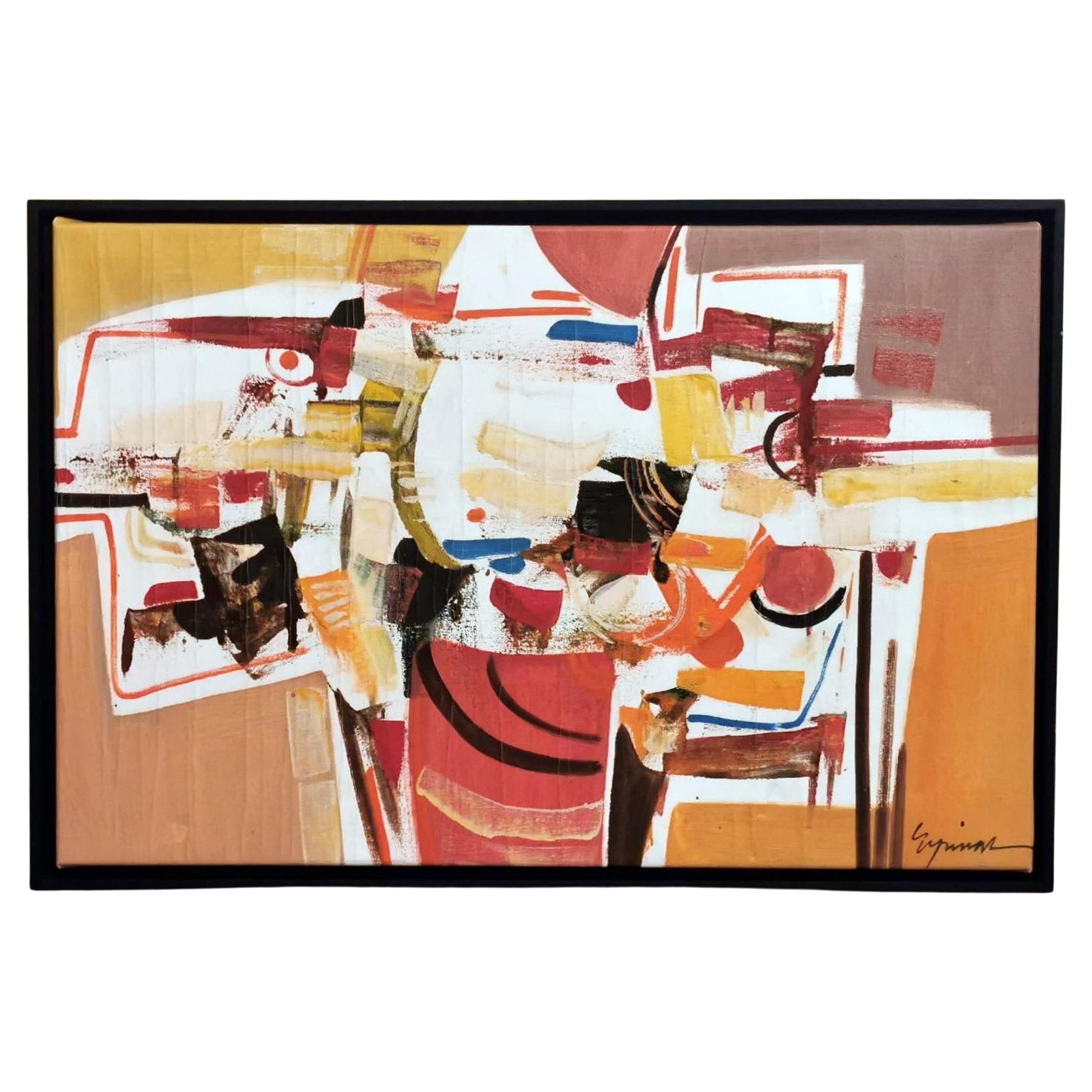 Yellow And Black Oil And Pastel Painting On Canvas Kennan Del Mar For 