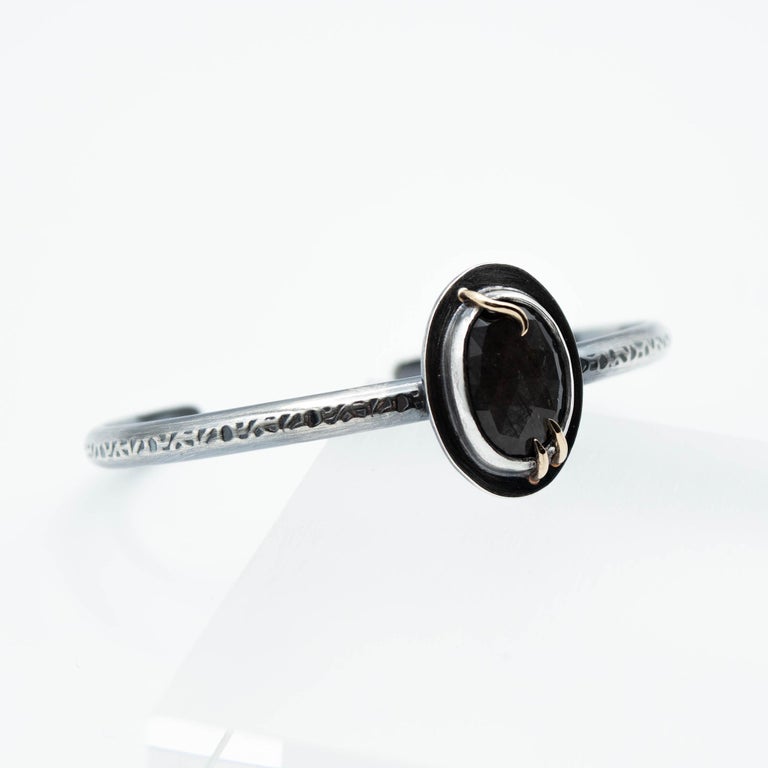 Abyss 14K Sterling Silver Black Sapphire Abyss Cuff Bracelet by TIN HAUS For Sale at 1stDibs