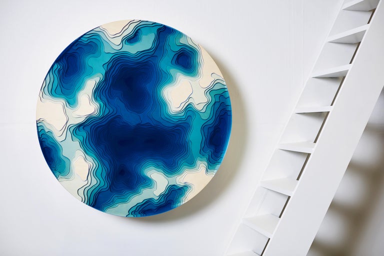 Modern Circular Wall Art Bas-Relief in Birch Wood and Glass For Sale at ...