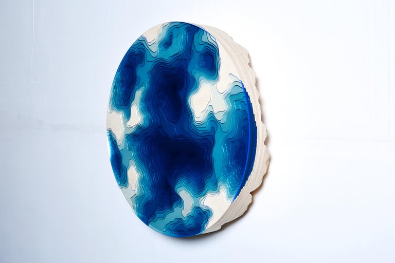 Modern Circular Wall Art Bas-Relief in Birch Wood and Glass For Sale at ...