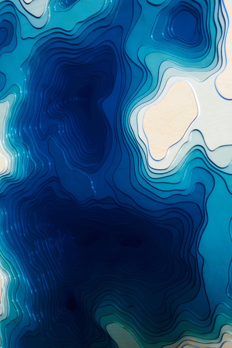 Modern Circular Wall Art Bas-Relief in Birch Wood and Glass For Sale at ...