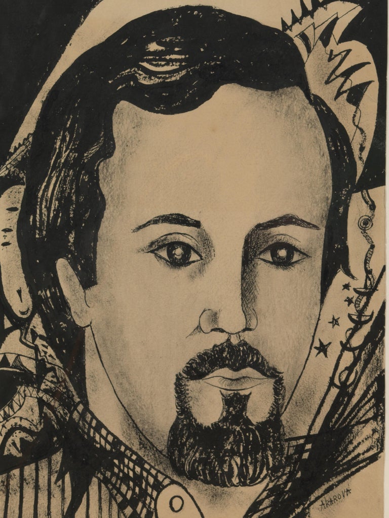 Acarin Marguerite, Portrait of a Man, Drawing on Paper For Sale at 1stDibs