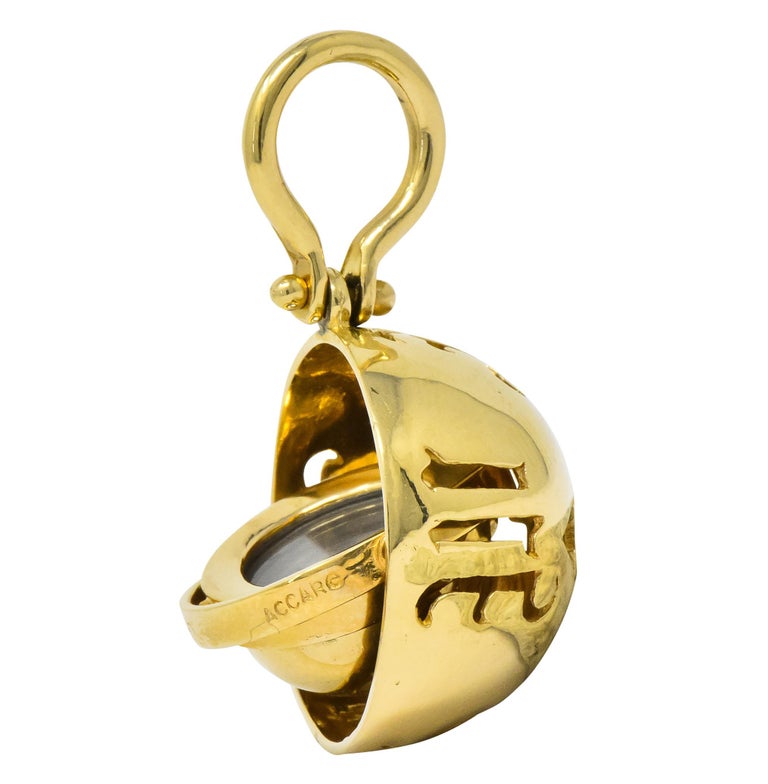 Accar Vintage 14 Karat Gold Gyroscope Compass Pendant at 1stDibs