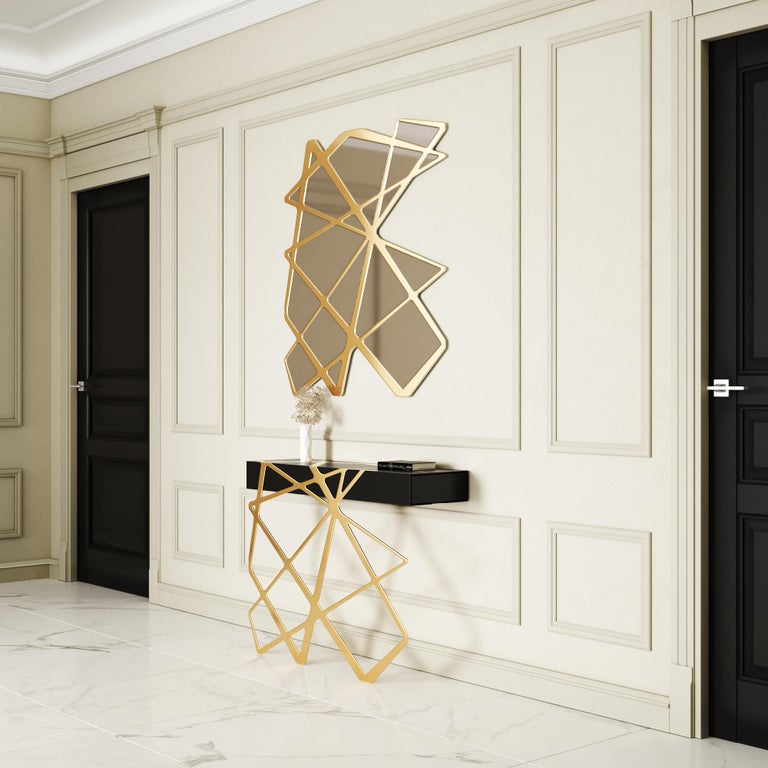 Accent Organic Console Table in Walnut Wood and Brushed Brass For Sale ...