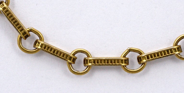 Accessocraft NYC Long Antiqued Gold Tone Flower Link Chain Necklace ...