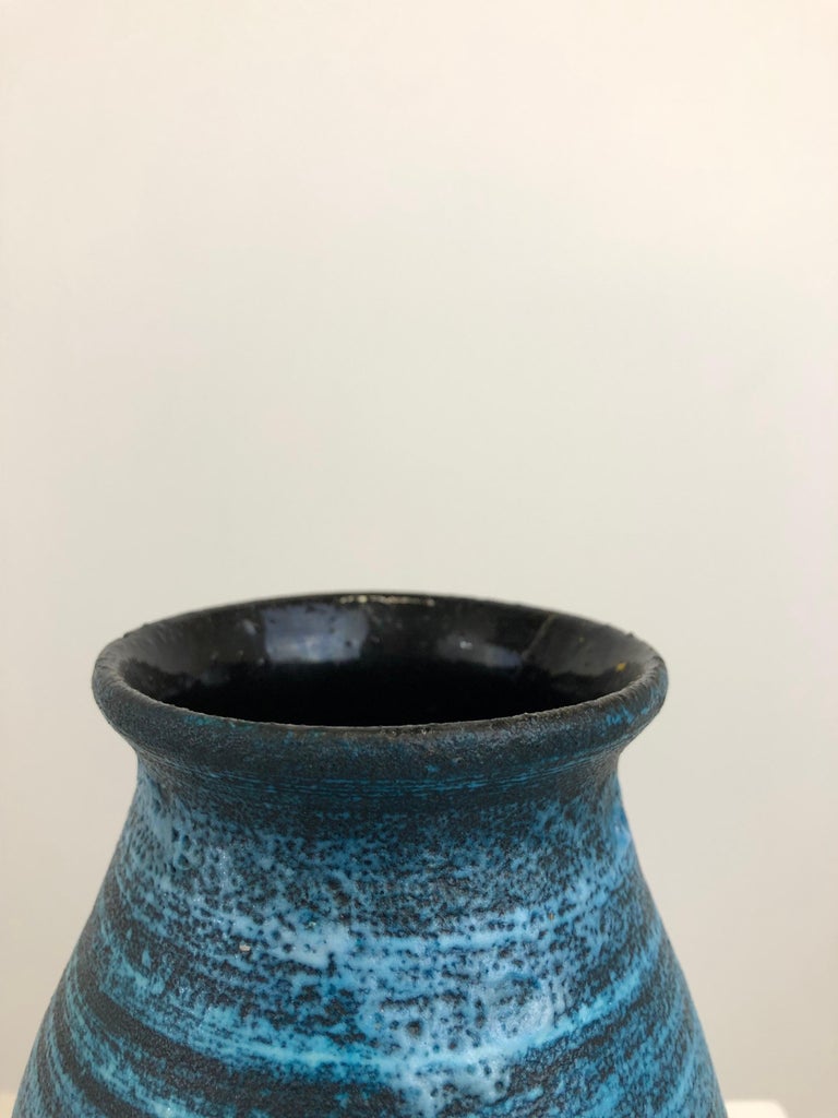 Accolay 1960 French Mid-Century Gauloise Blue Ceramic Vase For Sale at ...