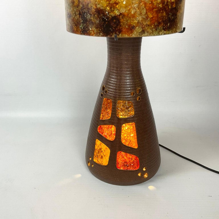 Accolay Studio Pottery Table Lamp with Its Own Glass Resin Shade ...