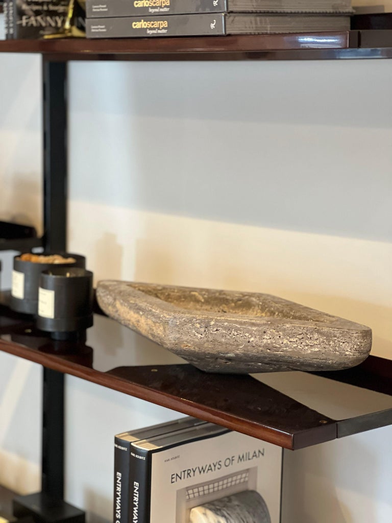 Ace Small Bowl in Brown Travertine For Sale at 1stDibs
