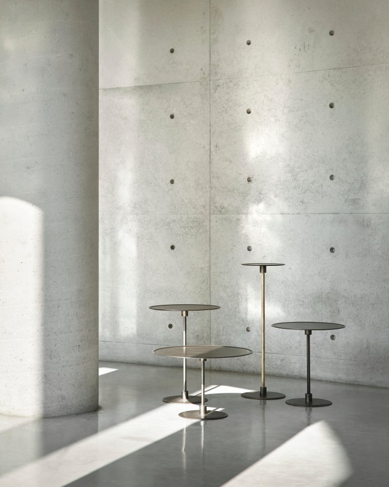 Acerbis Medium Gong Side Table in Matt Painted Gunmetal Top with Frame ...