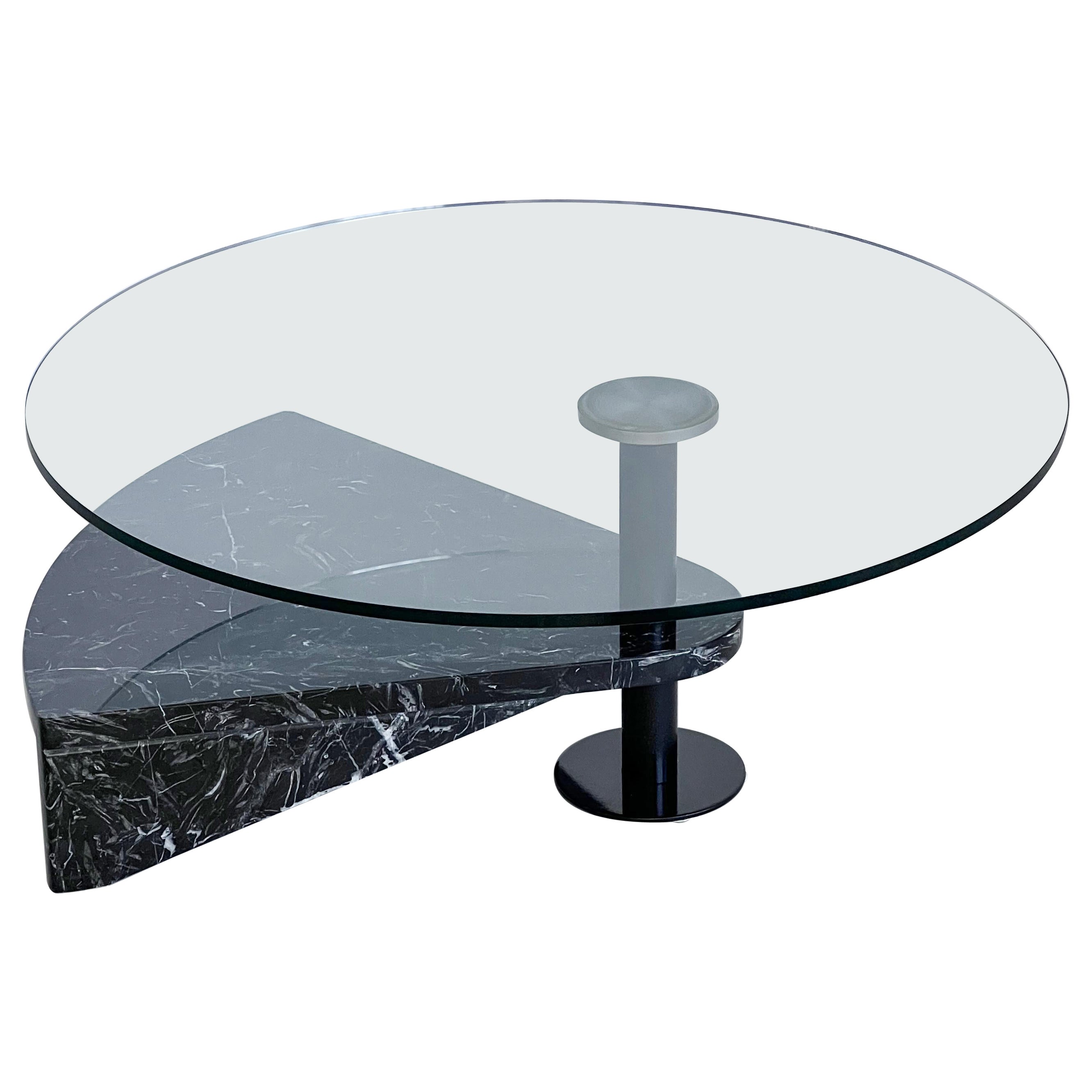 Acerbis, Modern Italian Coffee Table in Marble and Glass, Sculptural ...