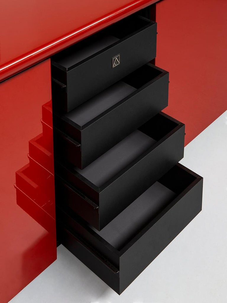Acerbis Red High Gloss Cabinet by Giotto Stoppino and Lodovico Acerbis ...