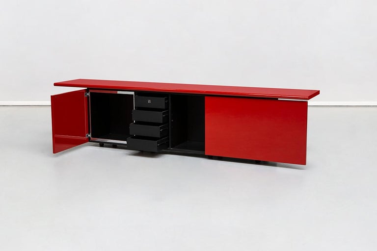 Acerbis Red High Gloss Cabinet by Giotto Stoppino and Lodovico Acerbis ...