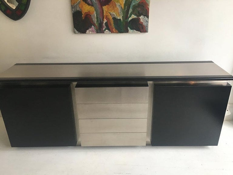 Acerbis Side Cabinet in Black Lacquer and Brushed Steel Italian, circa ...