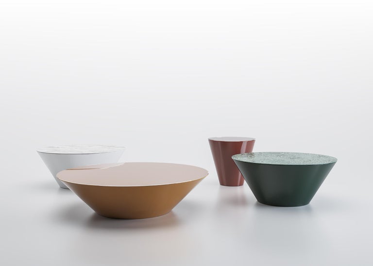 Acerbis Small Pond Cocktail Table with Brick Red Glossy Base and White ...