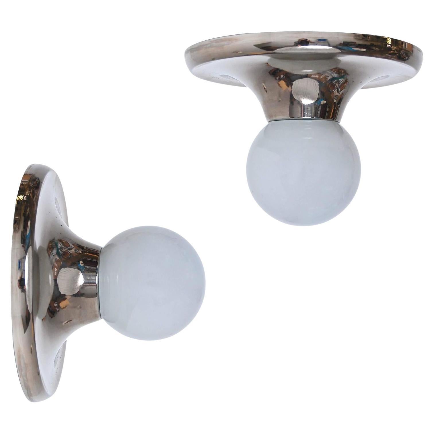 Pair of "Padina" flush mounts or wall lamps by Achille Castiglioni for ...