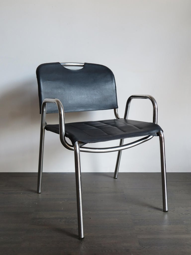 Achille Castiglioni for Zanotta Dining Leather Chairs Model Castiglia ...