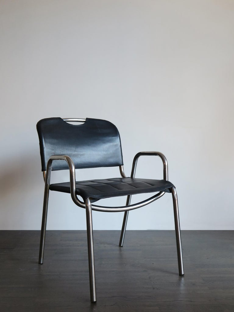 Achille Castiglioni for Zanotta Dining Leather Chairs Model Castiglia ...