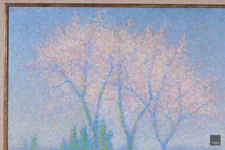 Achille Laugé - Printemps - Huile pointilliste néo-impressionniste, paysage d'Achille Lauge en ...