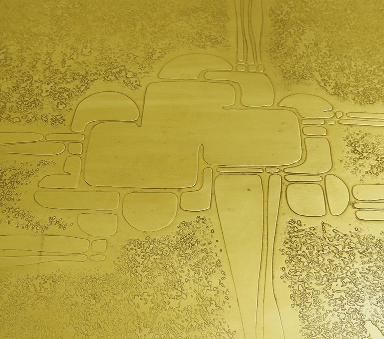Acid Etched Brass Coffee Table by Georges Mathias, 1970s at 1stDibs