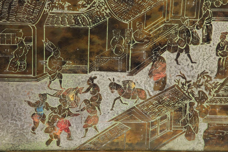 Acid Etched Bronze "Spring Festival" Coffee Table by Philip and Kelvin Laverne For Sale at 1stDibs