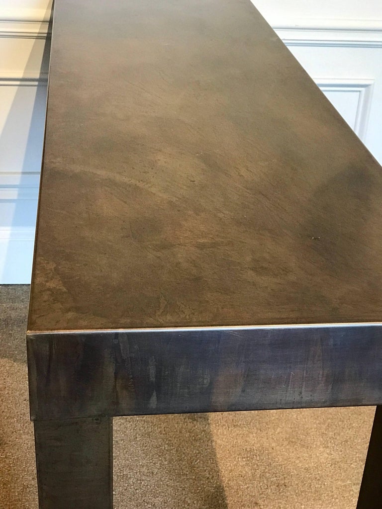 Acid Washed Bronze Parsons Console by Mastercraft at 1stDibs